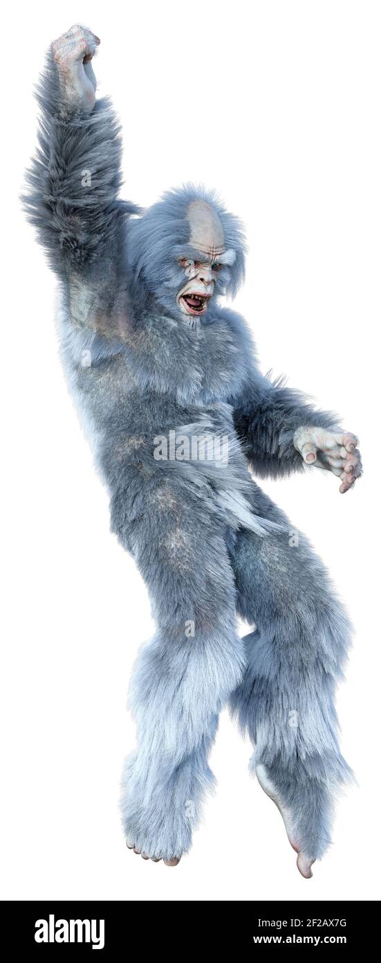 3D rendering of a fantasy creature yeti isolated on white background ...