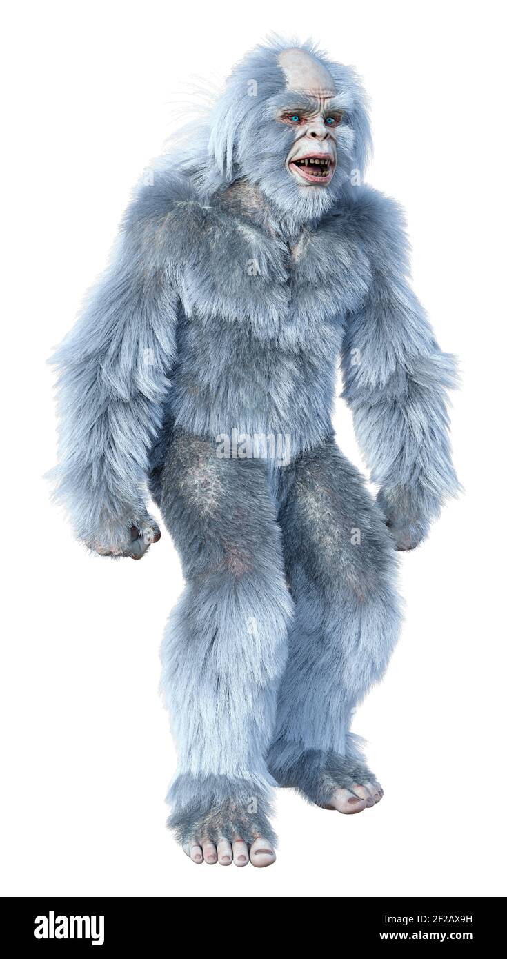 3D rendering of a fantasy creature yeti isolated on white background ...
