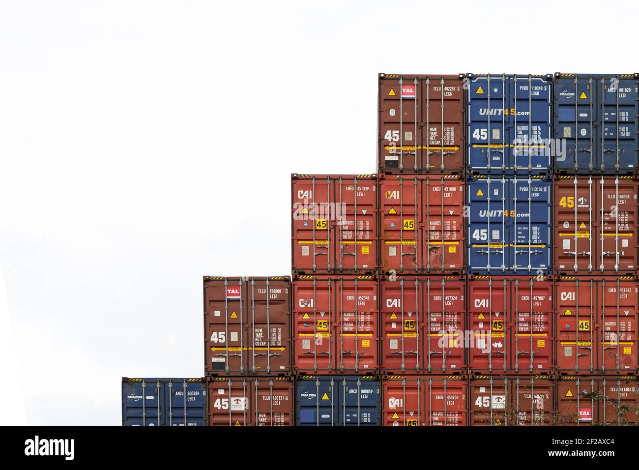 Stack of Cargo Shipping containers in Port, Colourful wall of Freight ...