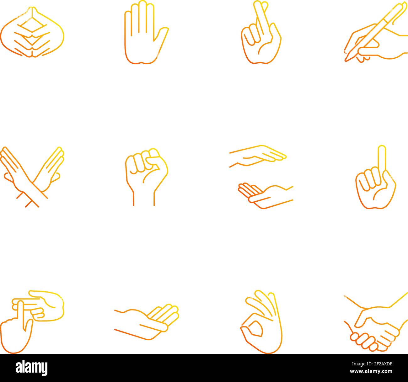 Hand gestures gradient linear vector icons set Stock Vector Image & Art - Alamy