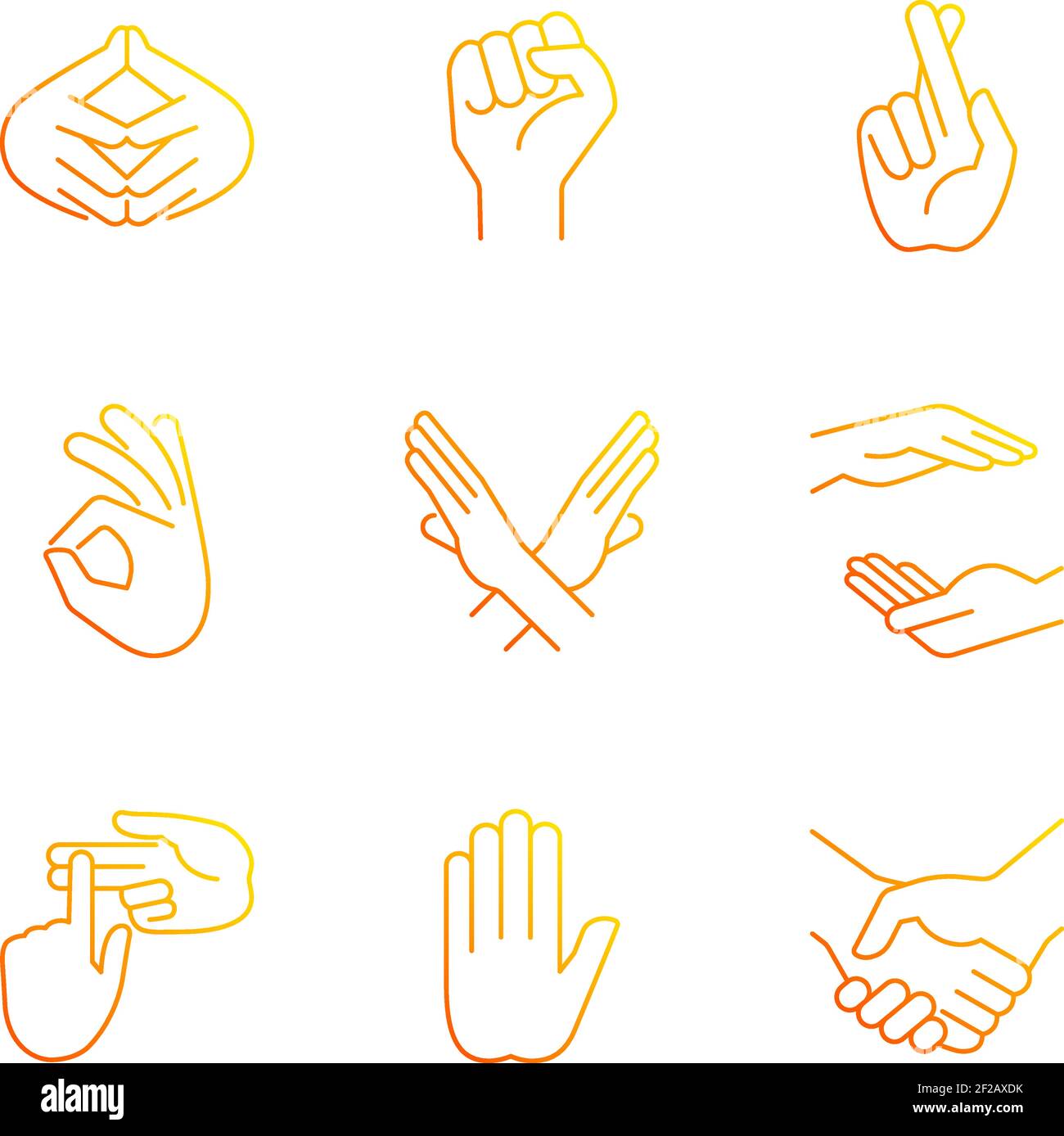 Hand gestures gradient linear vector icons set Stock Vector Image & Art - Alamy