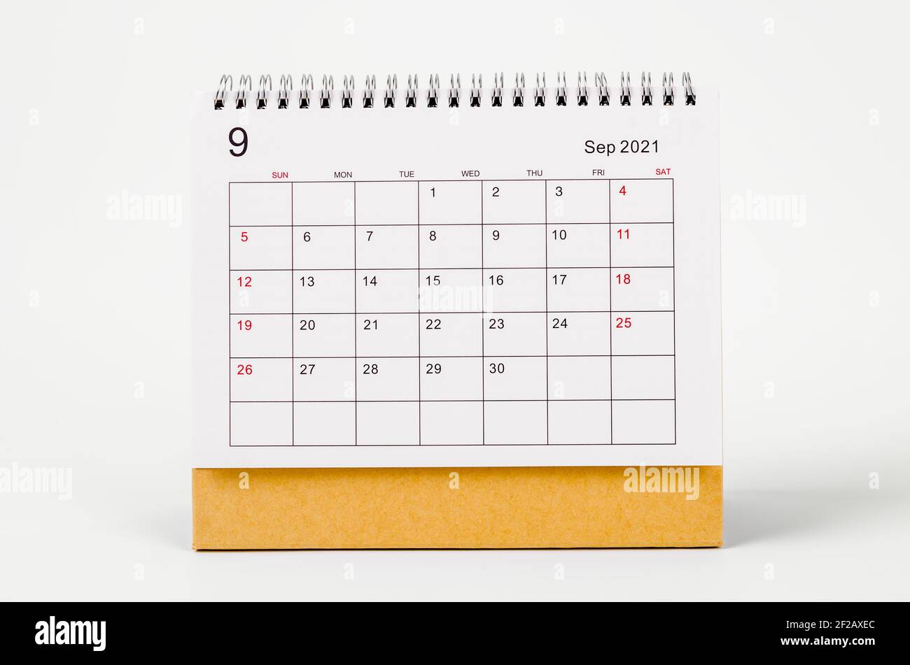 September Calendar 2021 on white background Stock Photo - Alamy