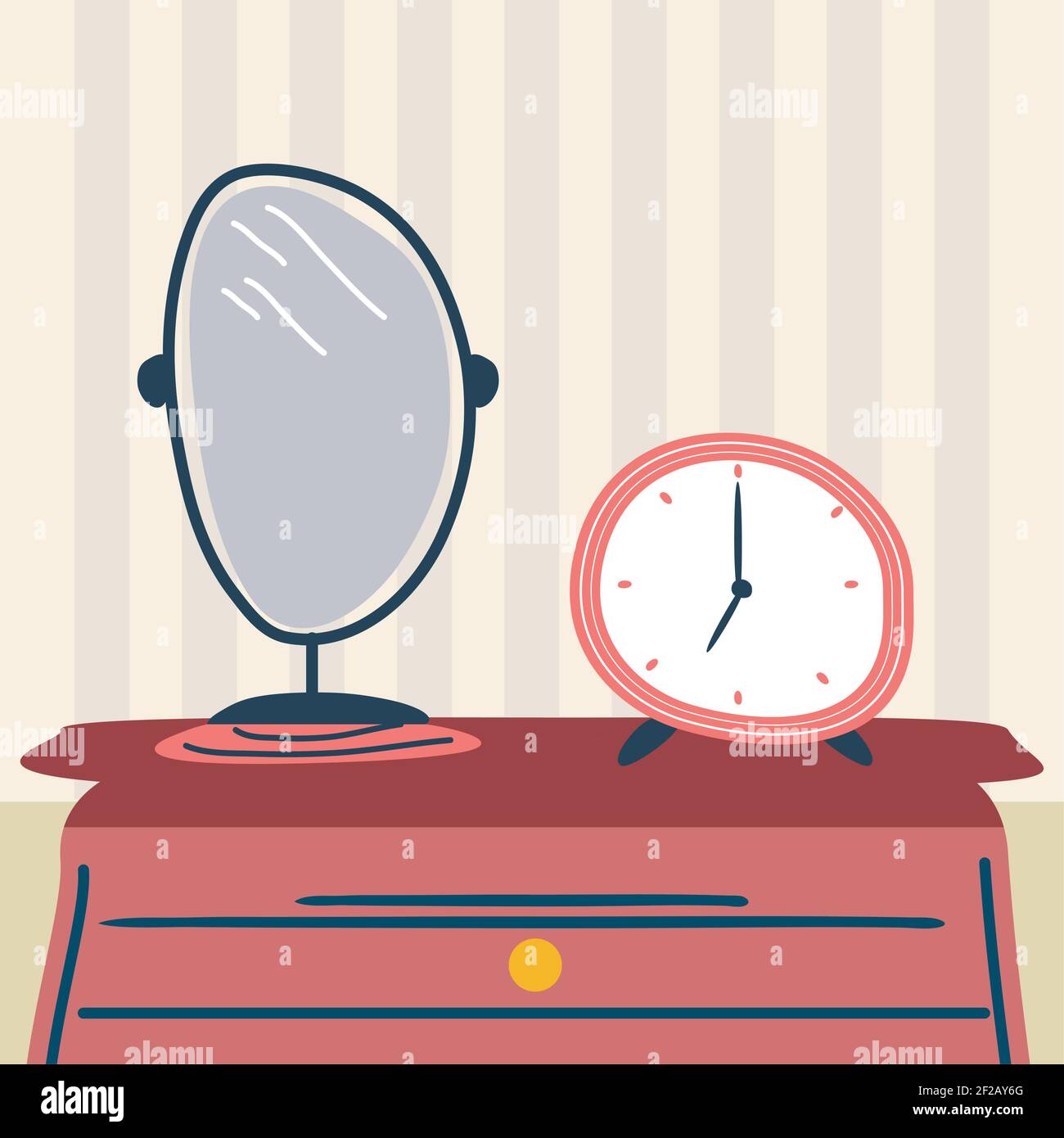 table mirror clock accessory cartoon Stock Vector Image & Art - Alamy