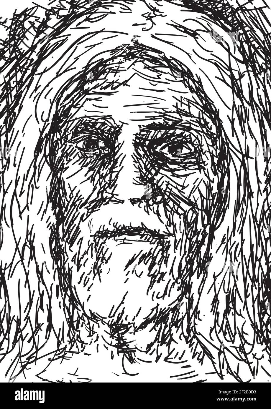 Jesus Christ face. Christian and Catholic religion. Vector illustration ...