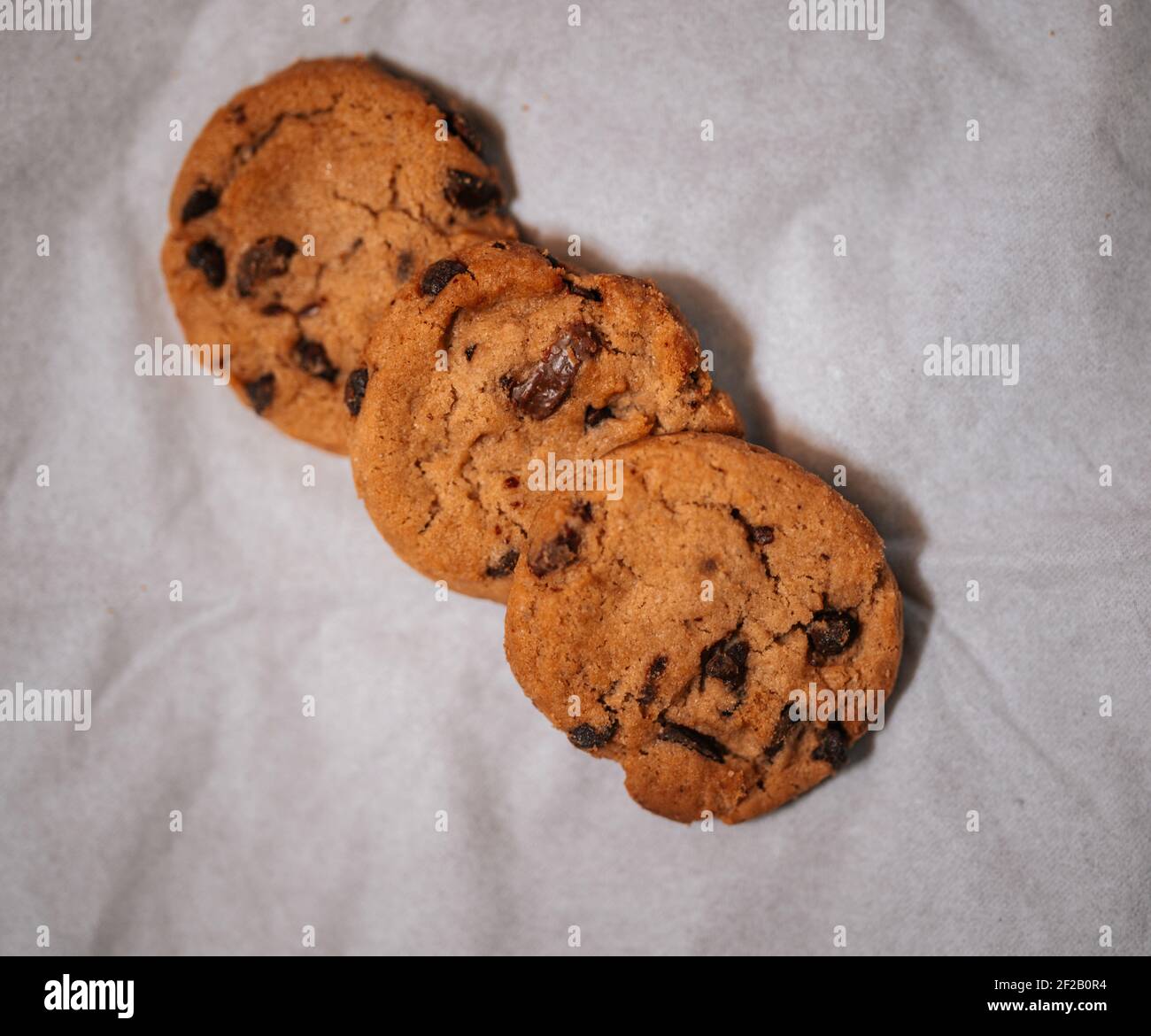 A top view of chocolate chip cookies Stock Photo - Alamy