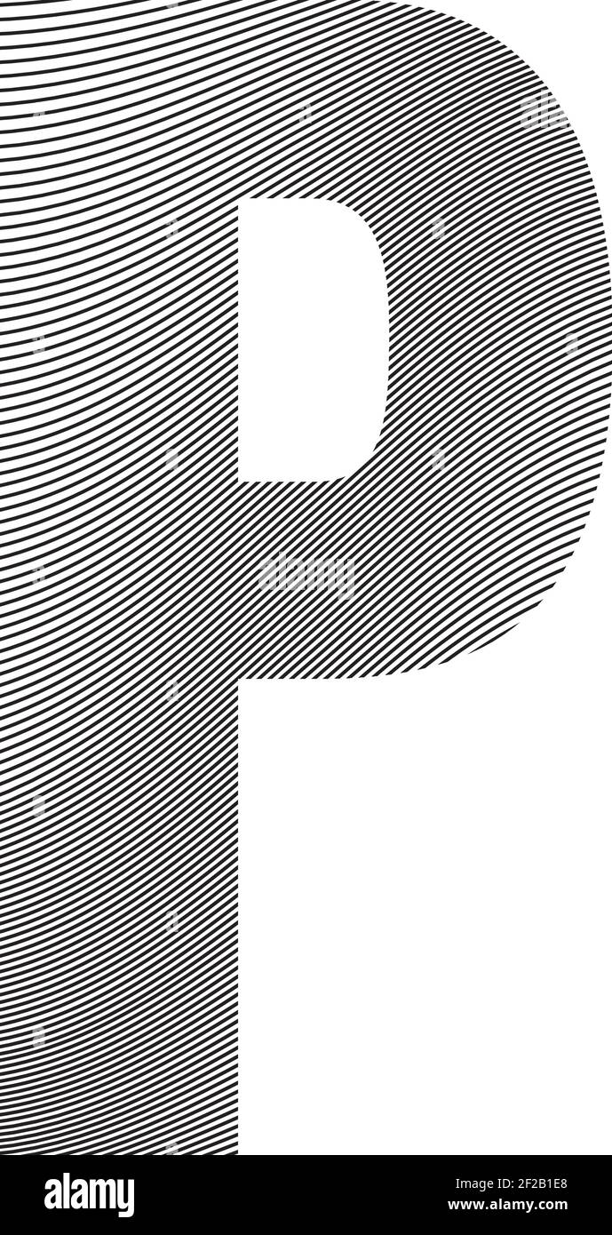 Decorative capital letter P with stripes. Can be used for logos, drop ...