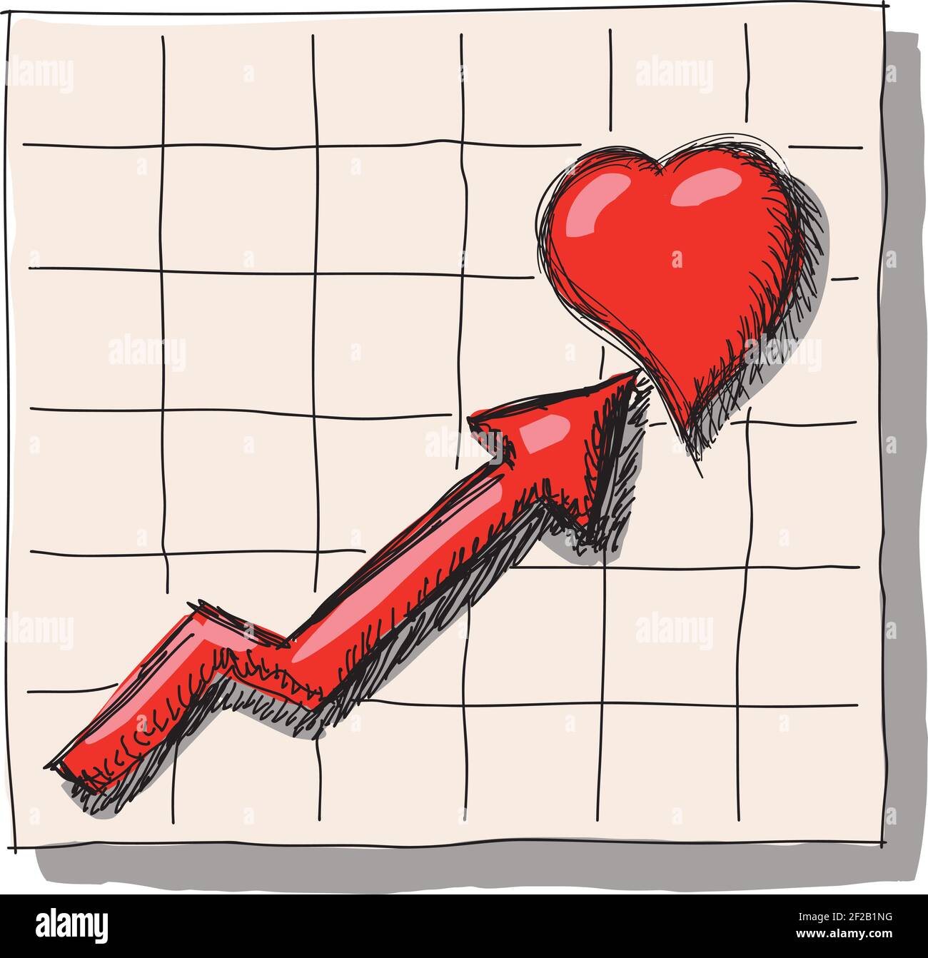 Arrow of a red graph. Freehand vector drawing Stock Vector Image & Art ...