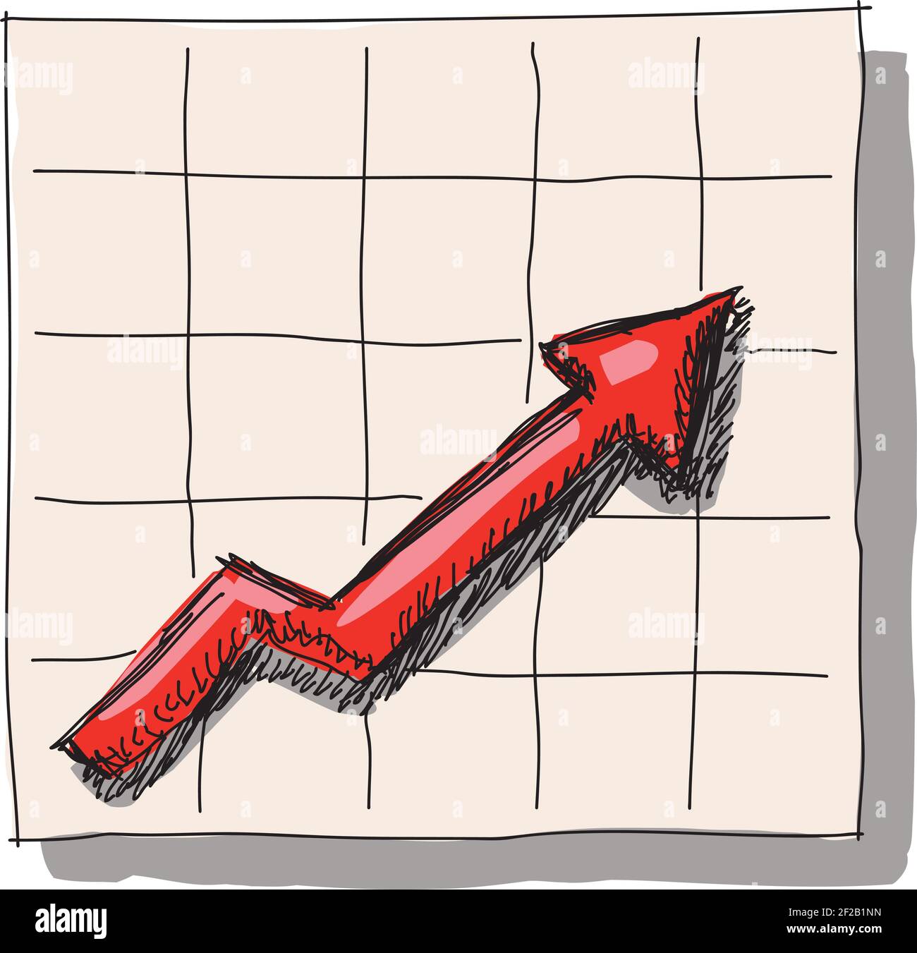 Arrow of a red graph. Freehand vector drawing Stock Vector Image & Art ...