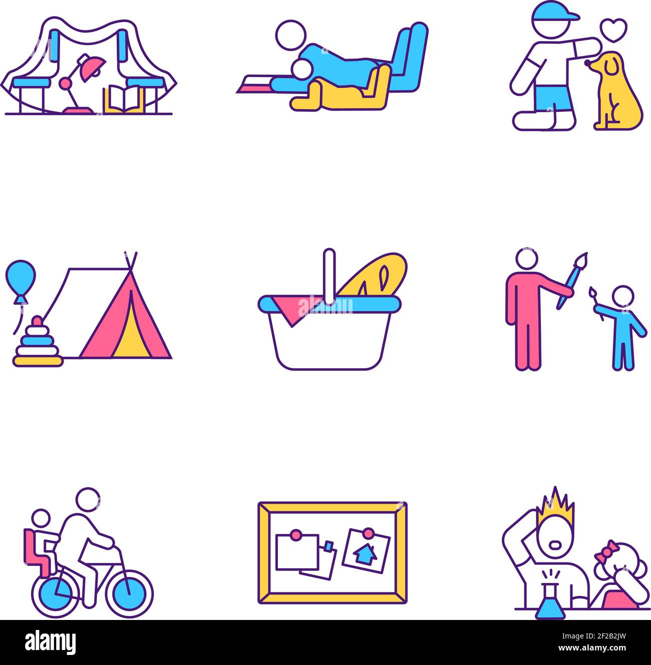 Family fun RGB color icons set Stock Vector Image & Art - Alamy