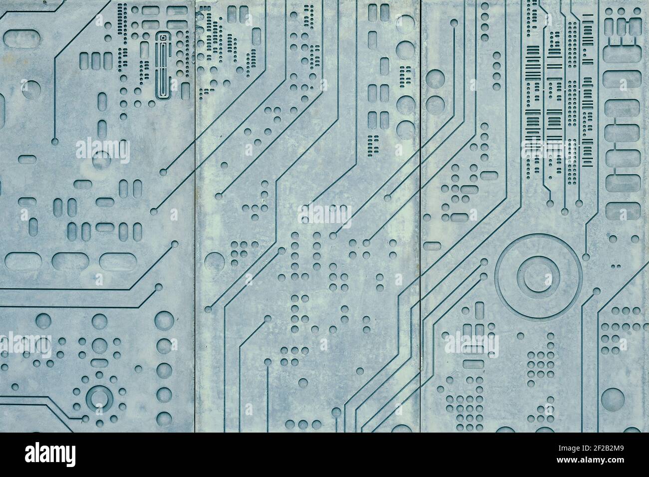 Concrete wall texture with carved pattern of digital electronic ...