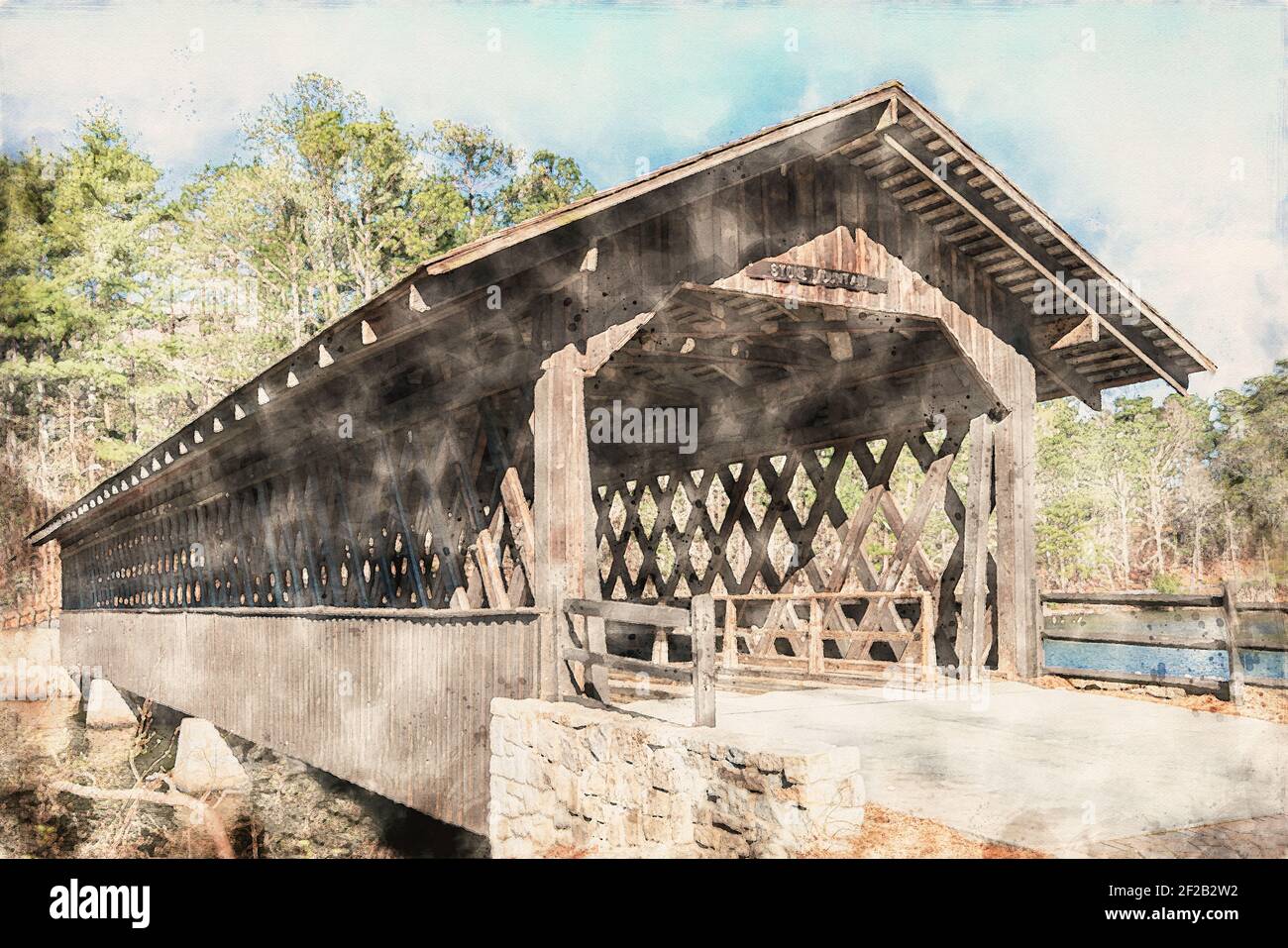 Covered bridge at Stone Mountain, Atlanta, Georgia, USA. Historic ...