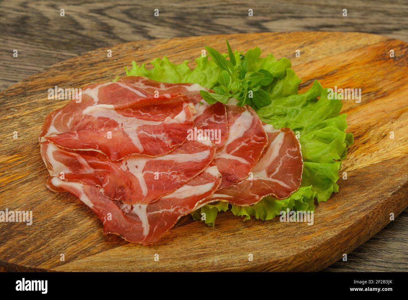 Delicous Smoked pork neck slices snack Stock Photo - Alamy