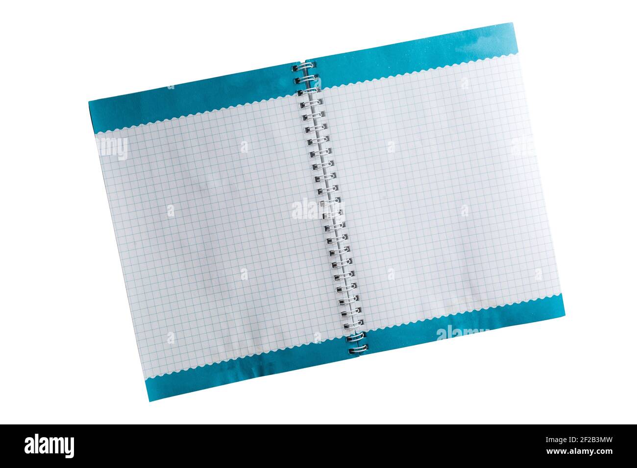 Blank checked notebook with notice paper isolated on white background ...