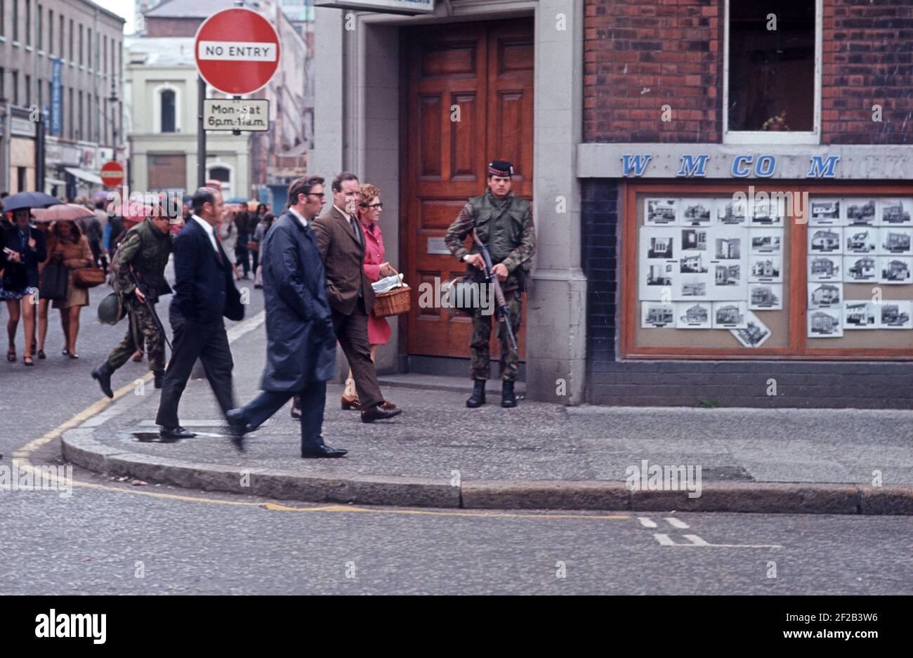 British Army in Belfast City Center during The Troubles, 1970s Stock ...