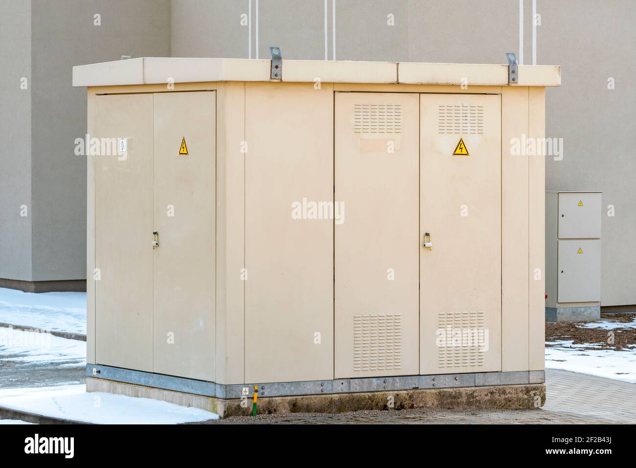 Outdoor electric control box in the city. Outdoor High voltage ...