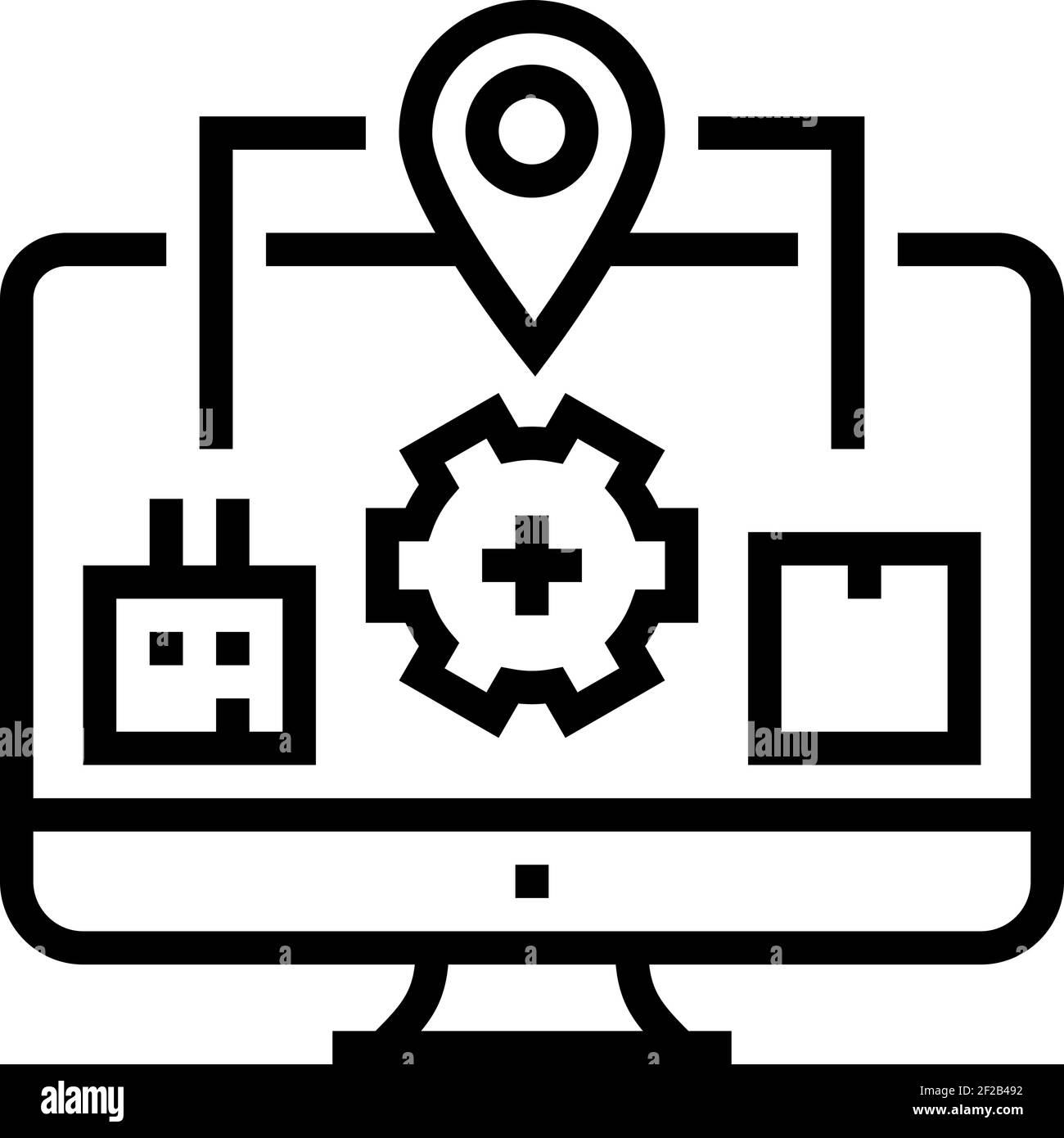 production to client logistics process line icon vector illustration ...