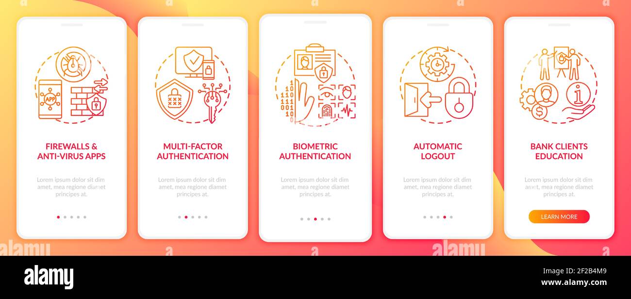 Banking security tools onboarding mobile app page screen with concepts ...