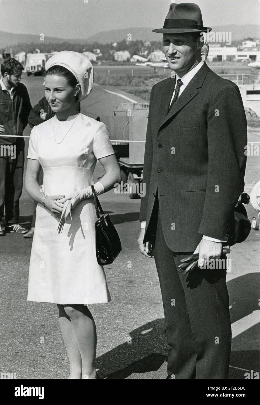 King Harald of Norway. Pictured when being crown prince with his wife ...