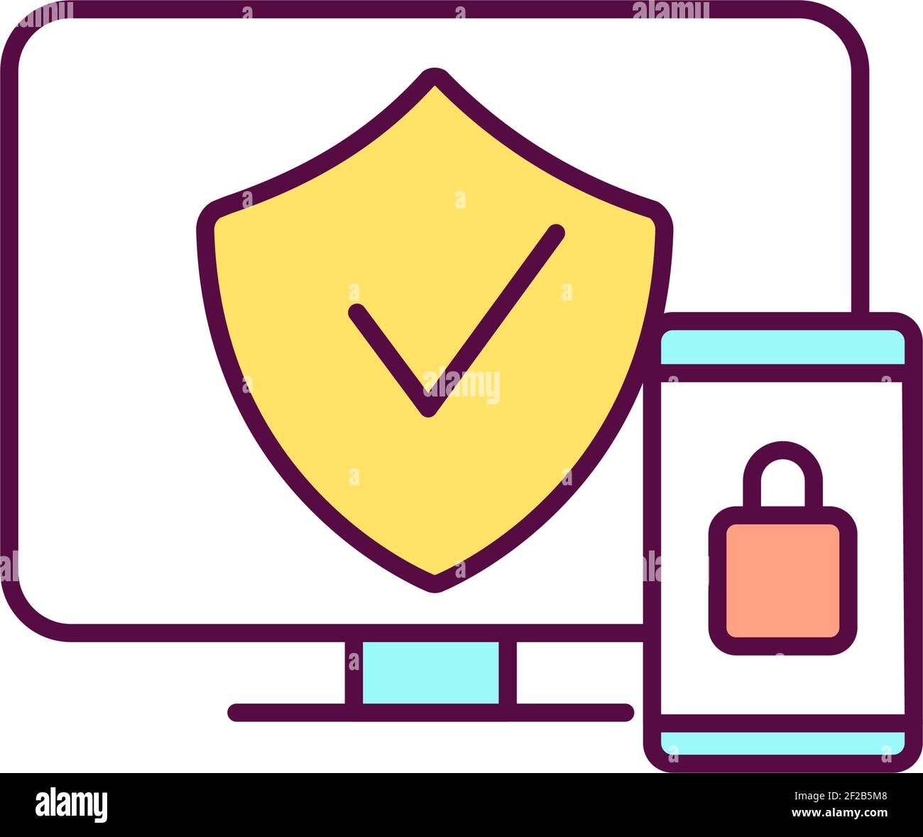 Protecting computer and smartphone RGB color icon Stock Vector Image ...
