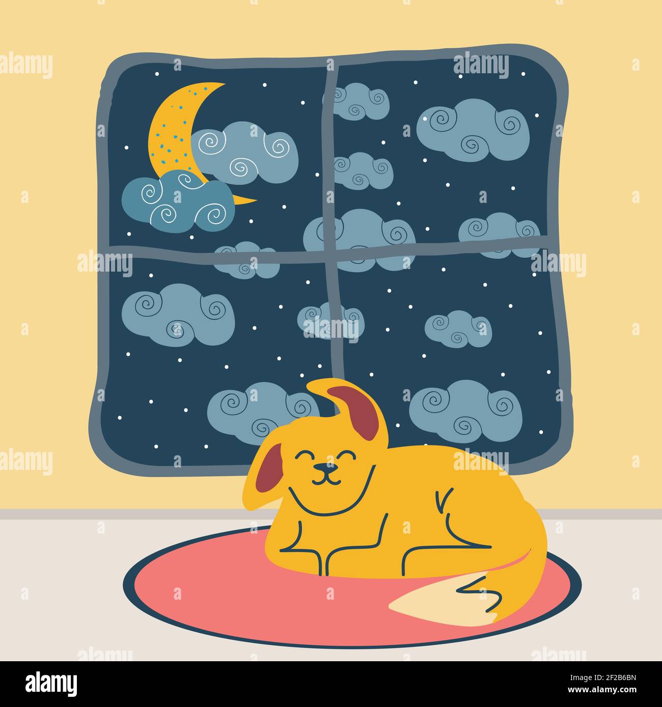 dog room night relaxing cartoon Stock Vector Image & Art - Alamy