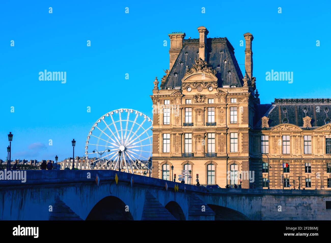 Pont Royal in Paris . Parisian typical architecture and bridge over the ...