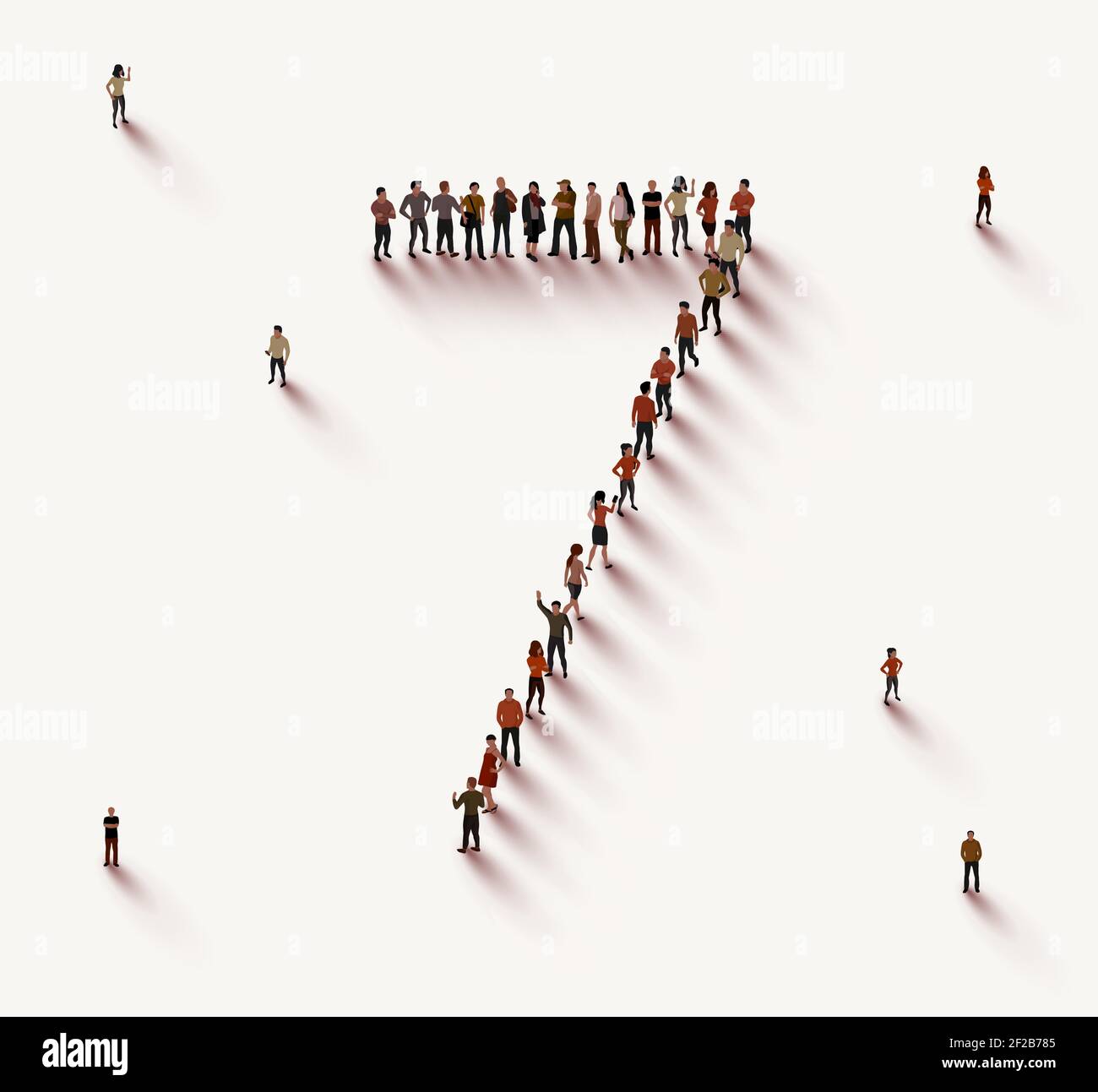 Large group of people in number 7 seven form. Vector illustration Stock ...