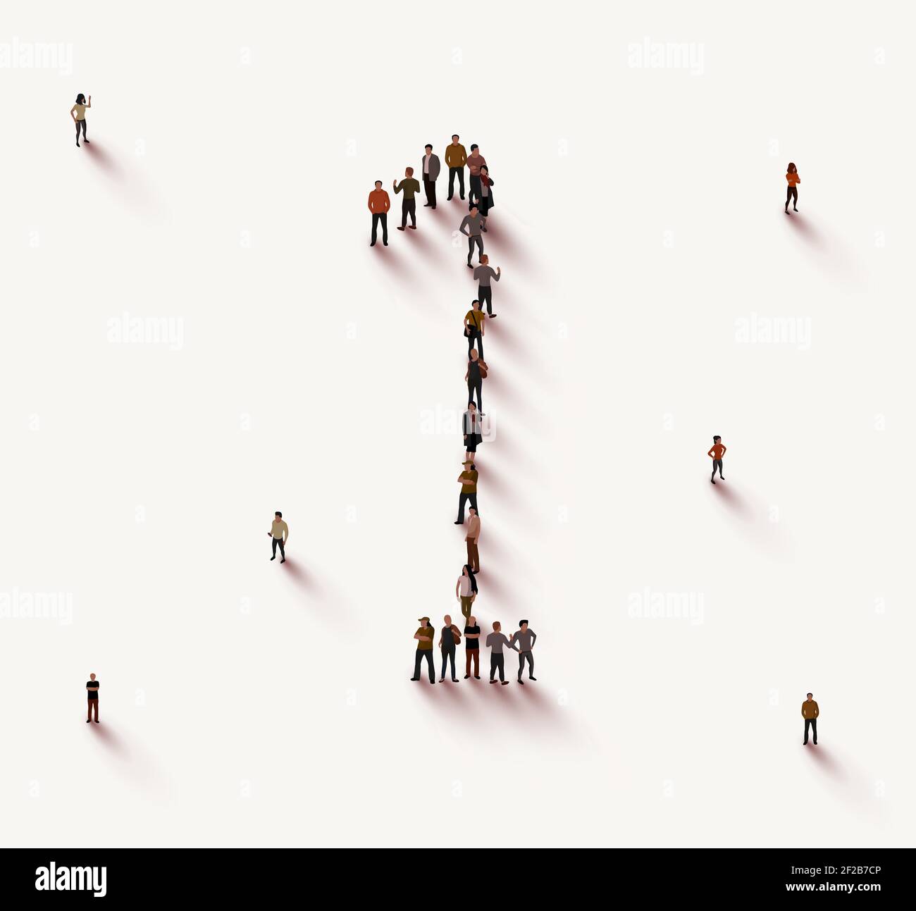 Large group of people in number 1 one form. Vector illustration Stock ...