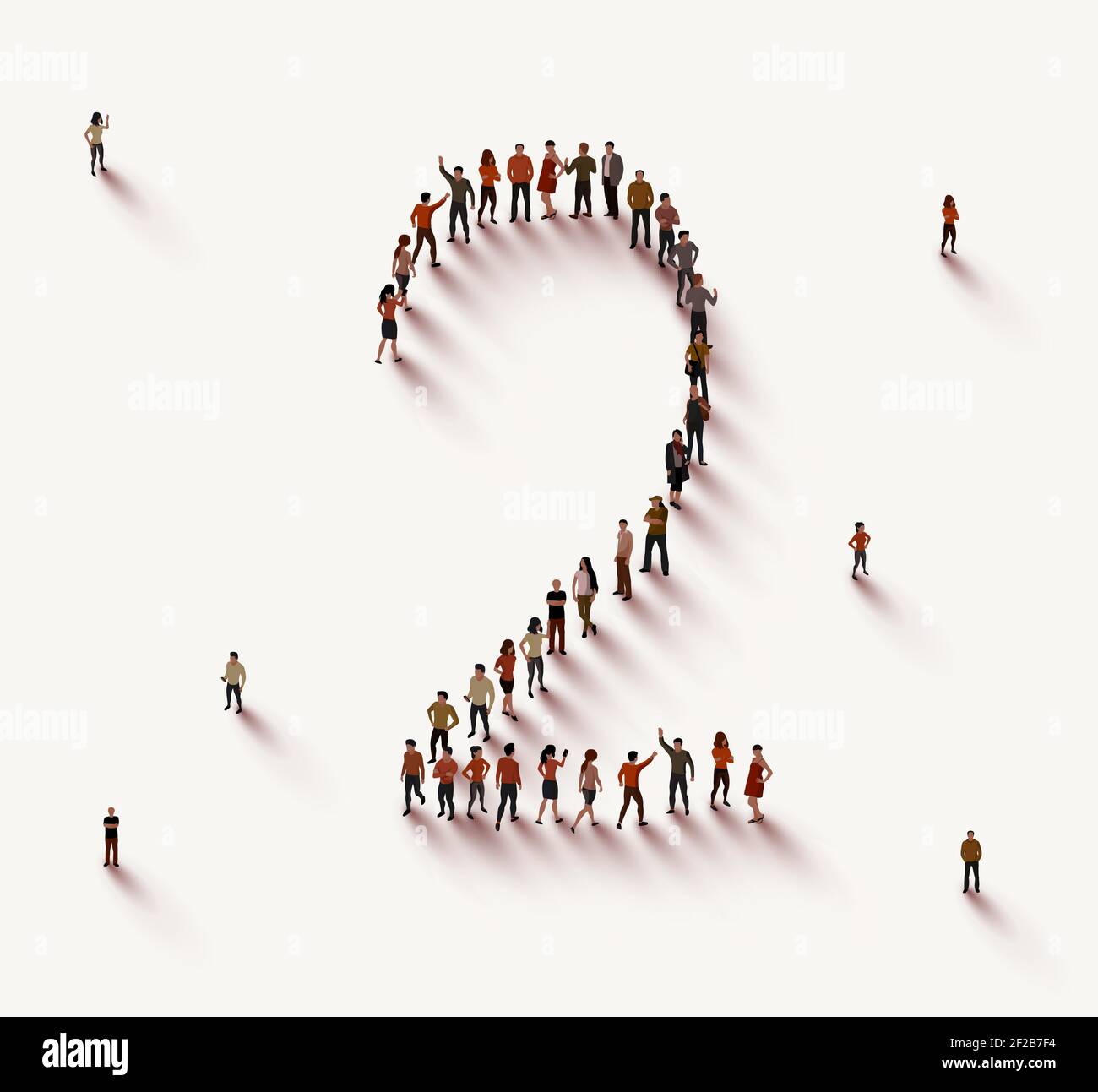 Large group of people in number 2 two form. Vector illustration Stock ...