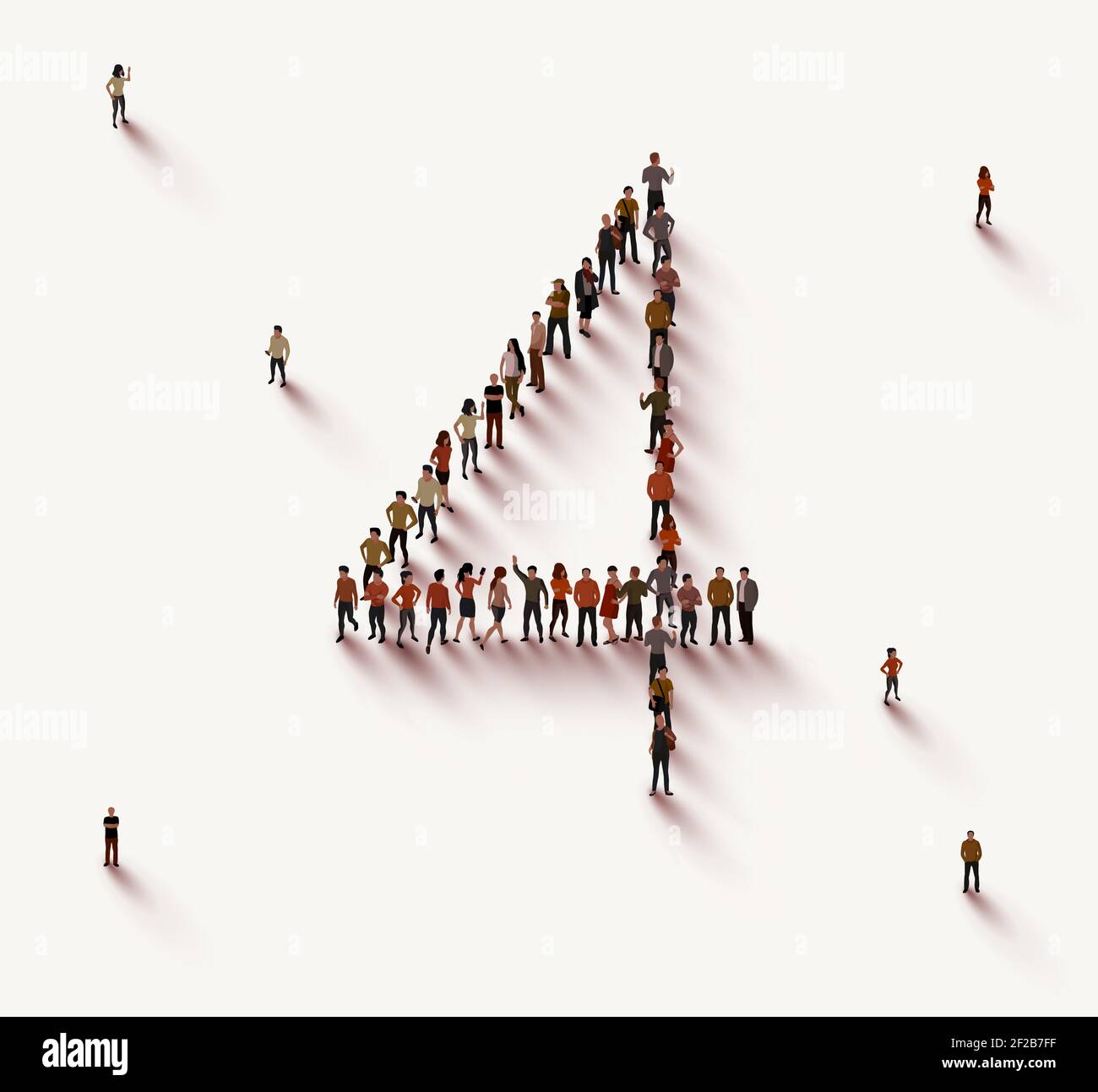 Large group of people in number 4 four form. Vector illustration Stock ...