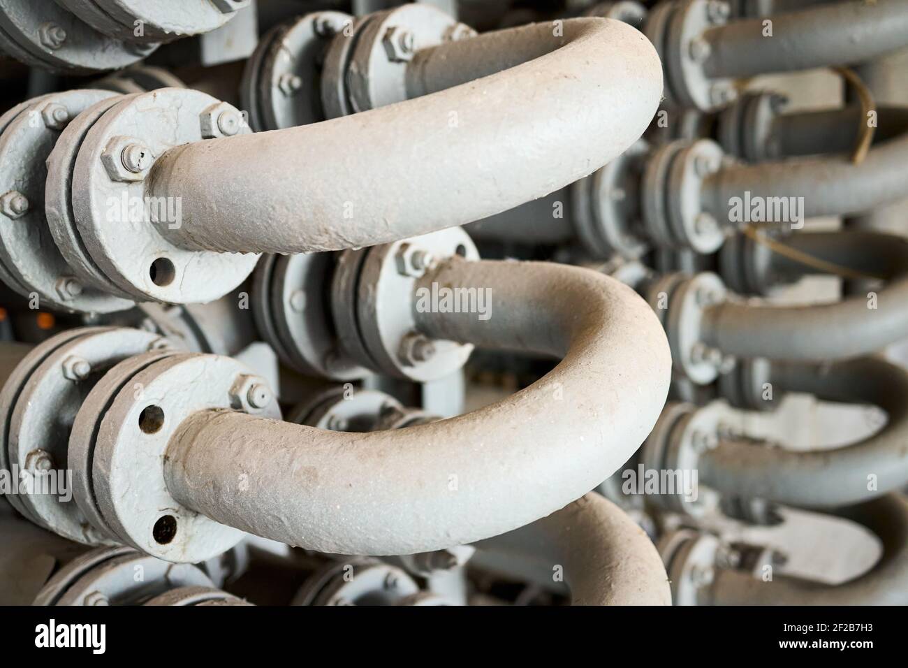 Chemical plant interior with equipment. Double Pipe Heat Exchanger or ...