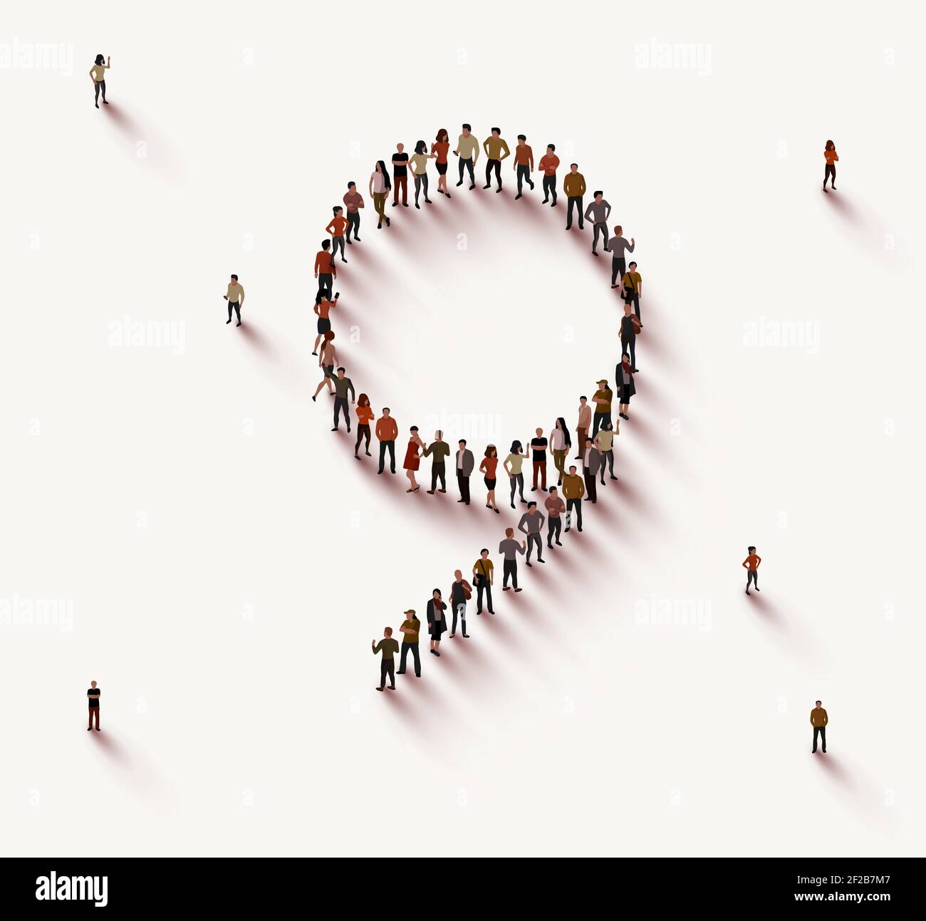 Large group of people in number 9 nine form. Vector illustration Stock ...