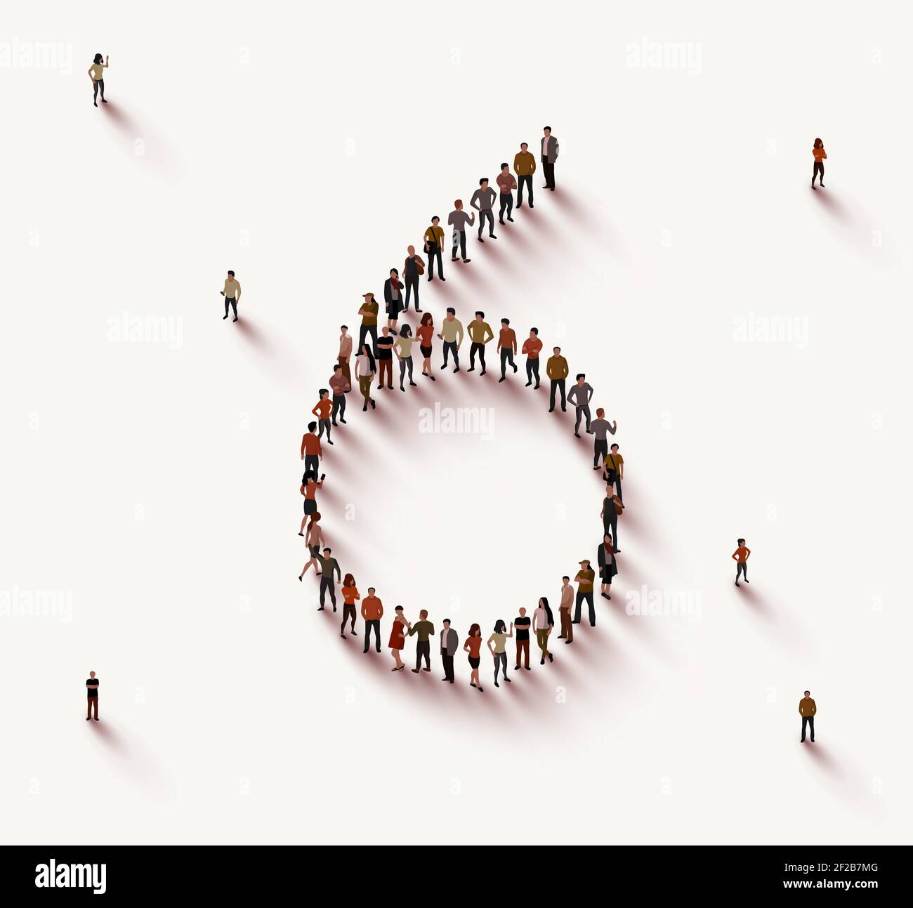 Large group of people in number 6 six form. Vector illustration Stock ...