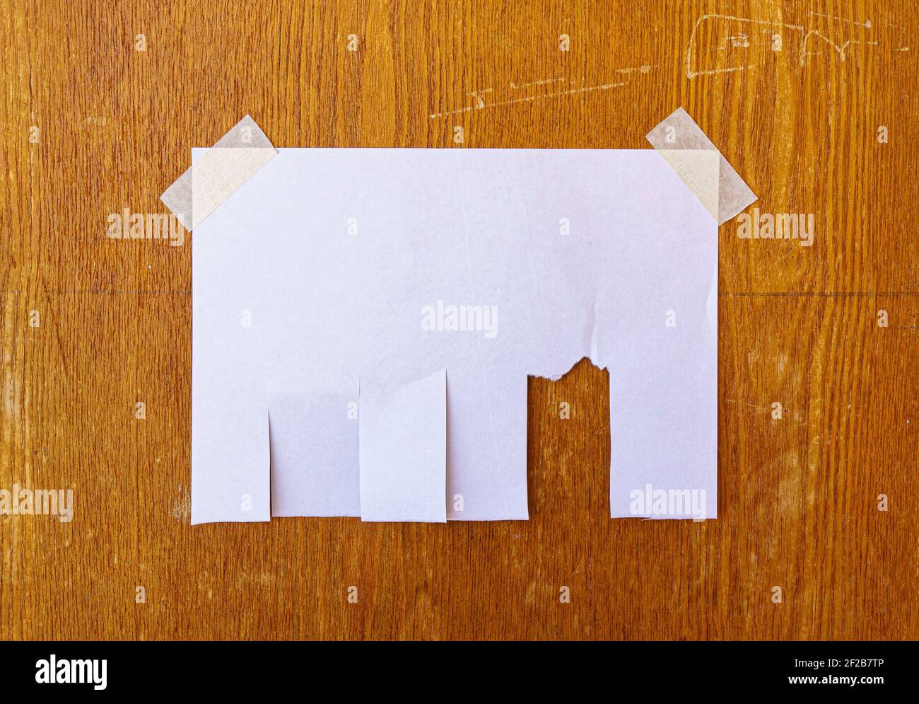 Tear off paper on wood wall. Mock up template. Street paper ad or ...
