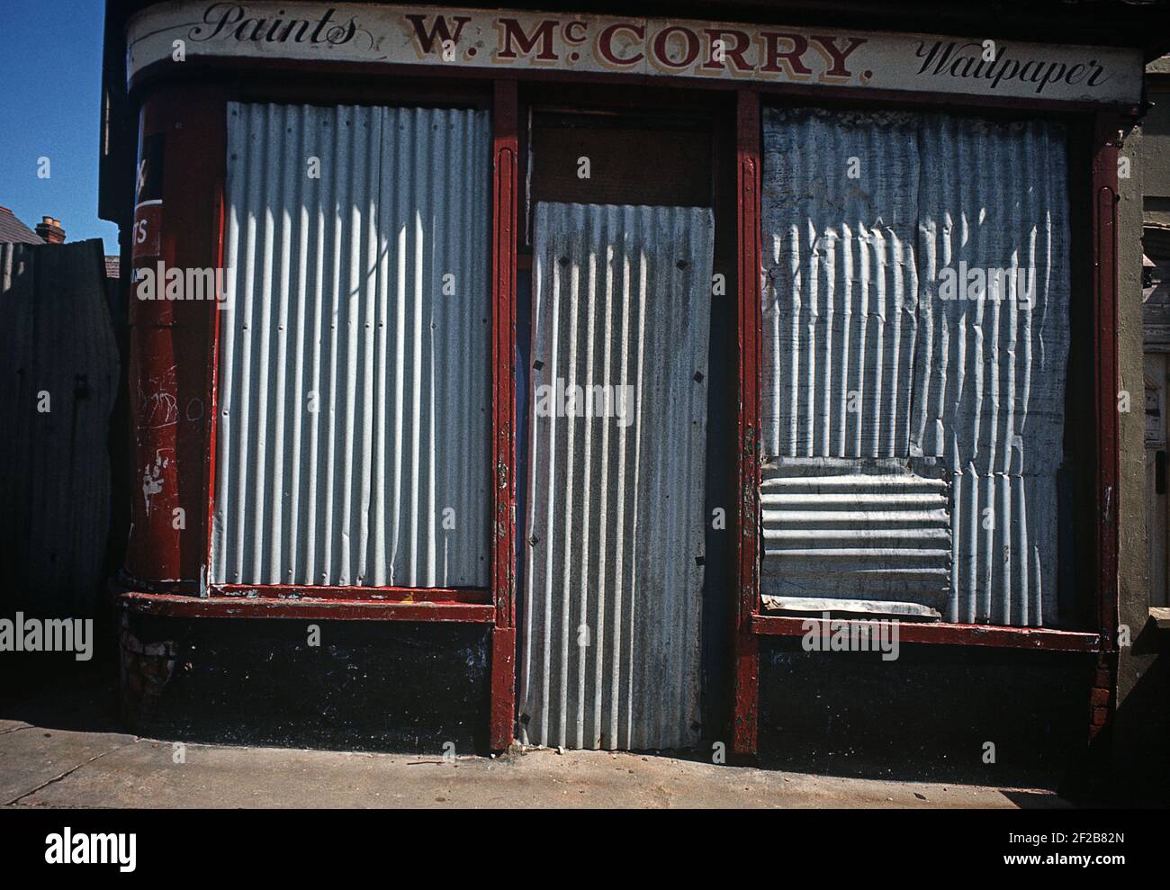 Boarded up shop front from The Troubles, Belfast, Northern Ireland 1972 ...