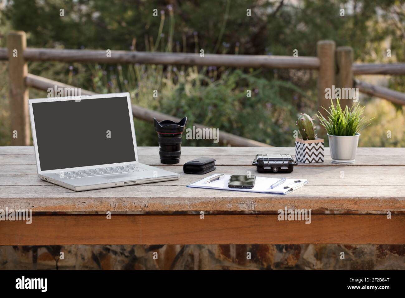 Workplace laptop countryside view hi-res stock photography and images ...