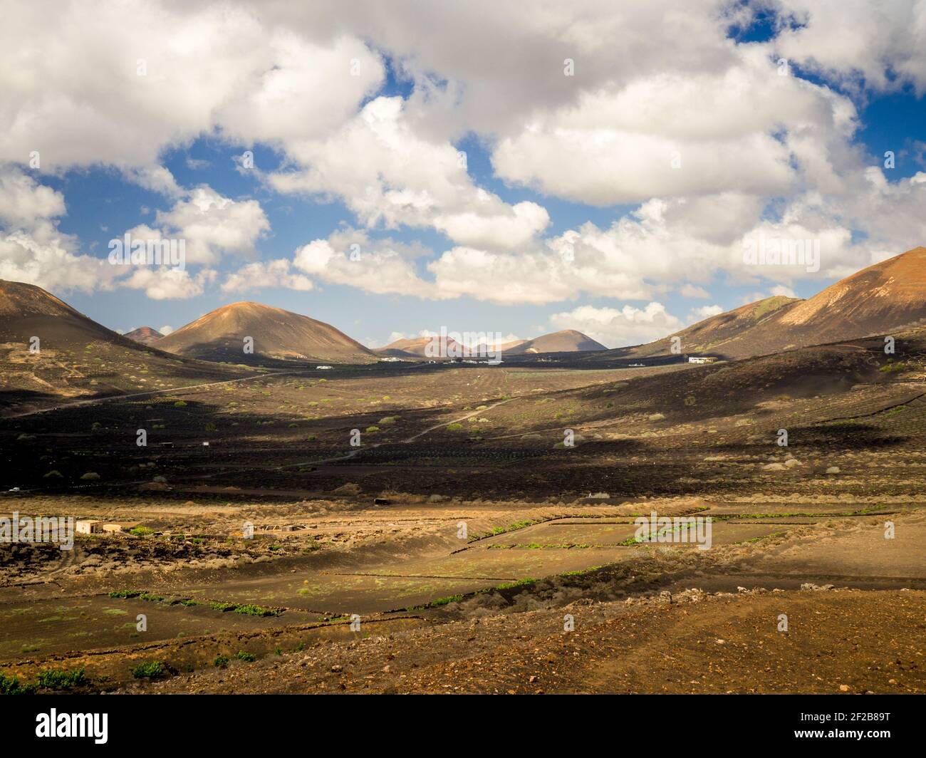 A beautiful volcanic landscape of the island of Lanzarote, Canary ...