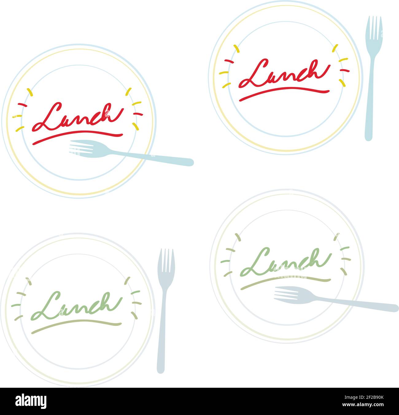 Plates with Lunch lettering - vector illustration Stock Vector Image ...