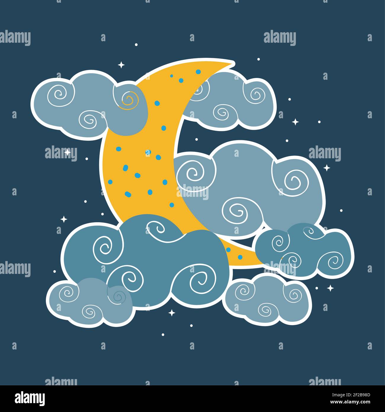 night moon clouds sky cartoon Stock Vector Image & Art - Alamy