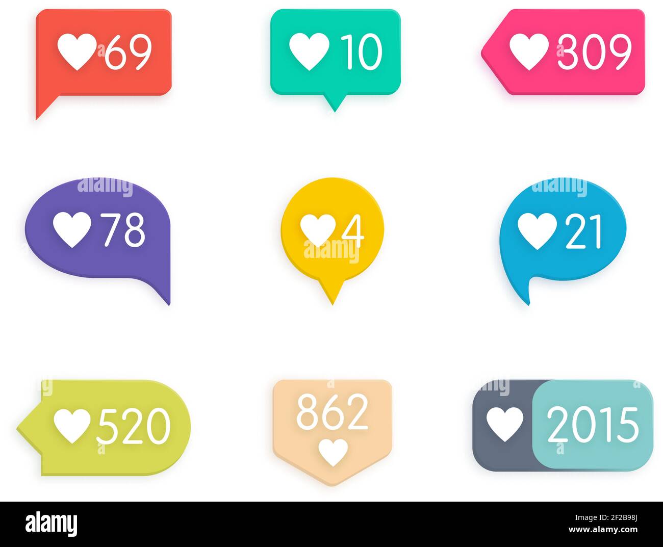 Vector Like Counter Notification Icons Set on ribbons and labels Stock ...