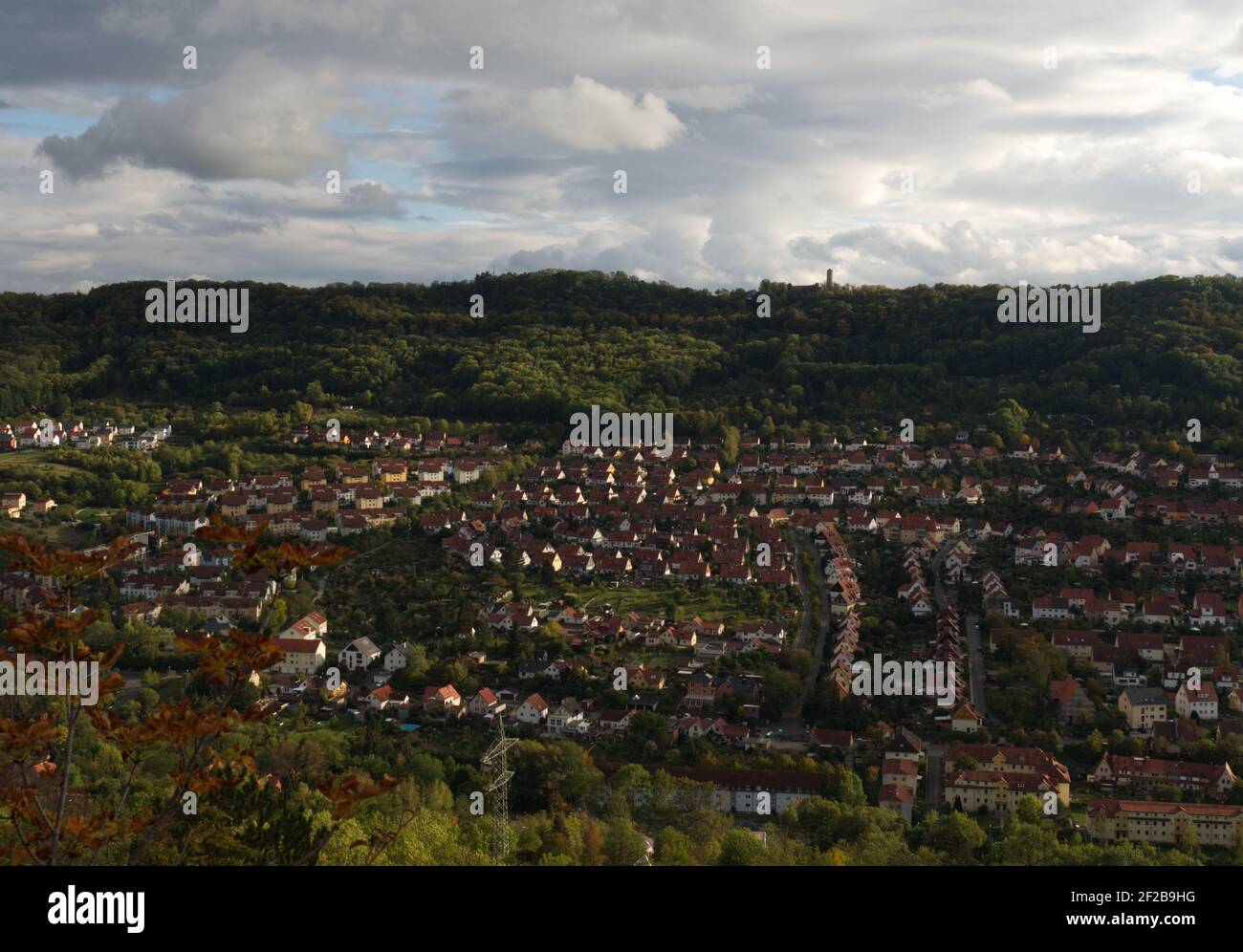 The buildings and mountains of Jena with a cloudy sky Stock Photo - Alamy