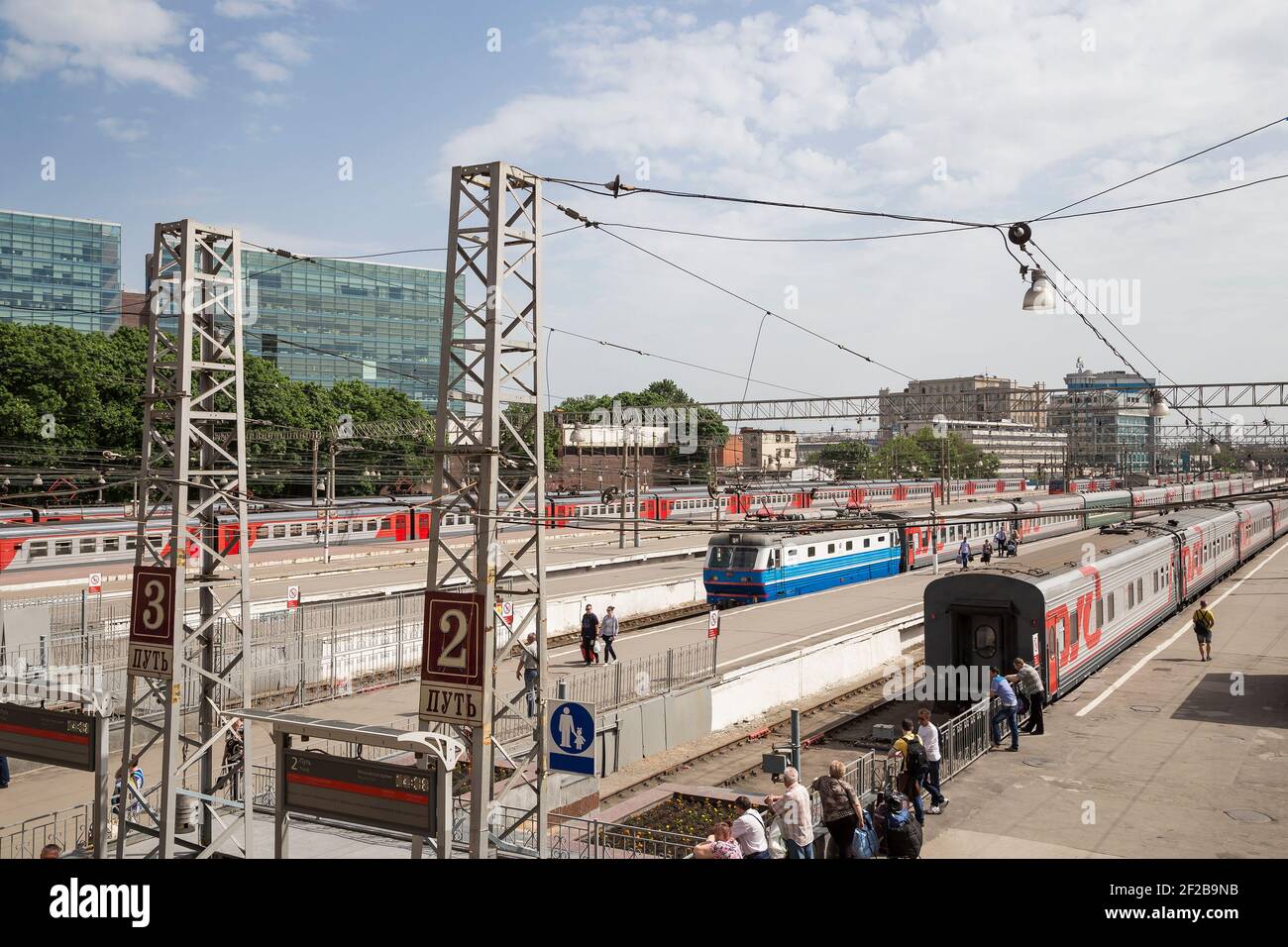 Train on Moscow passenger platform (Paveletsky railway station) is one ...