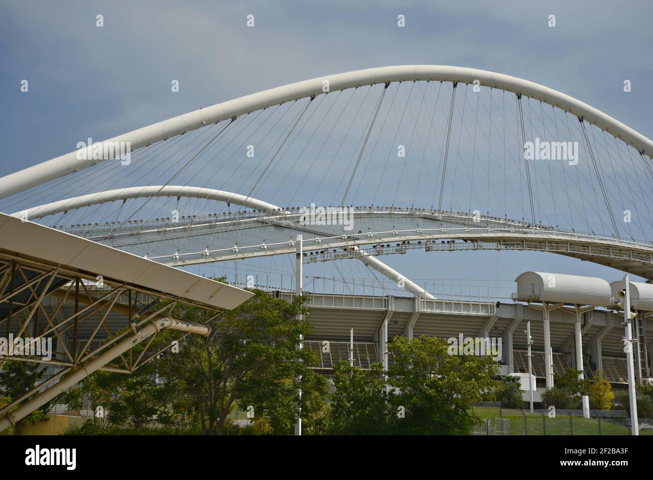 Exterior scenic view of the Santiago Calatrava designed OAKA Olympic ...