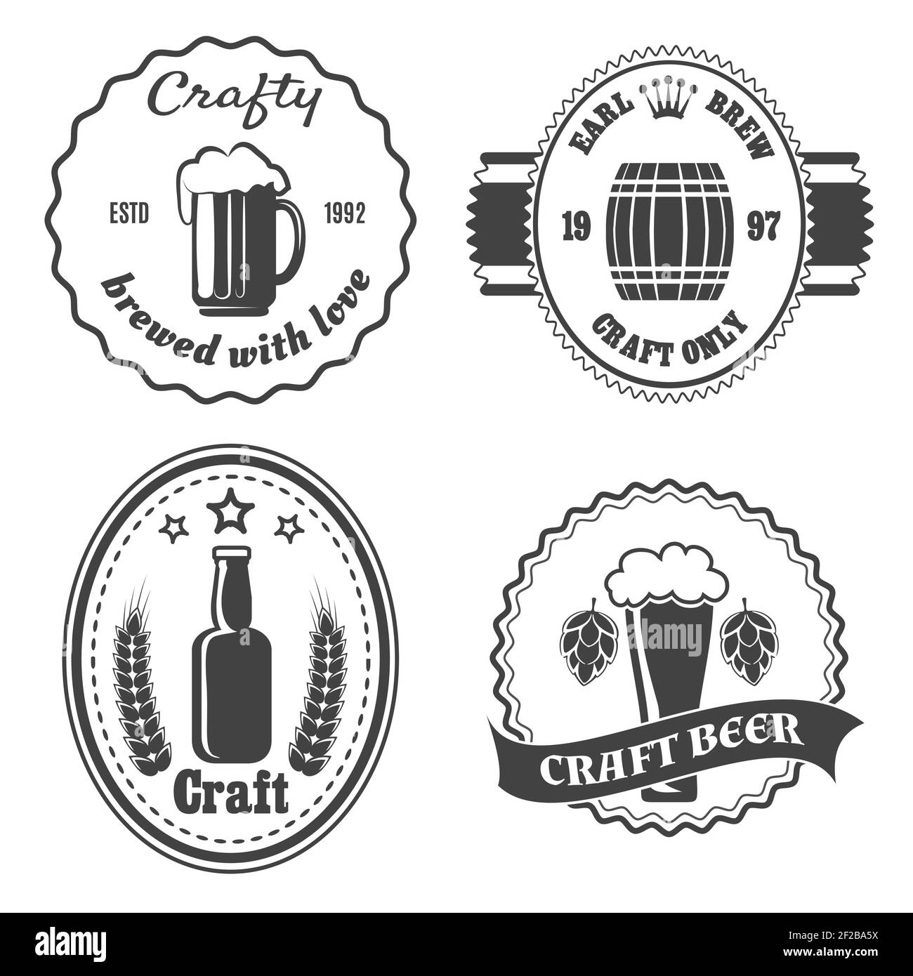 Craft beer brewery badges and logo. Vintage bar icon, beverage alcohol ...
