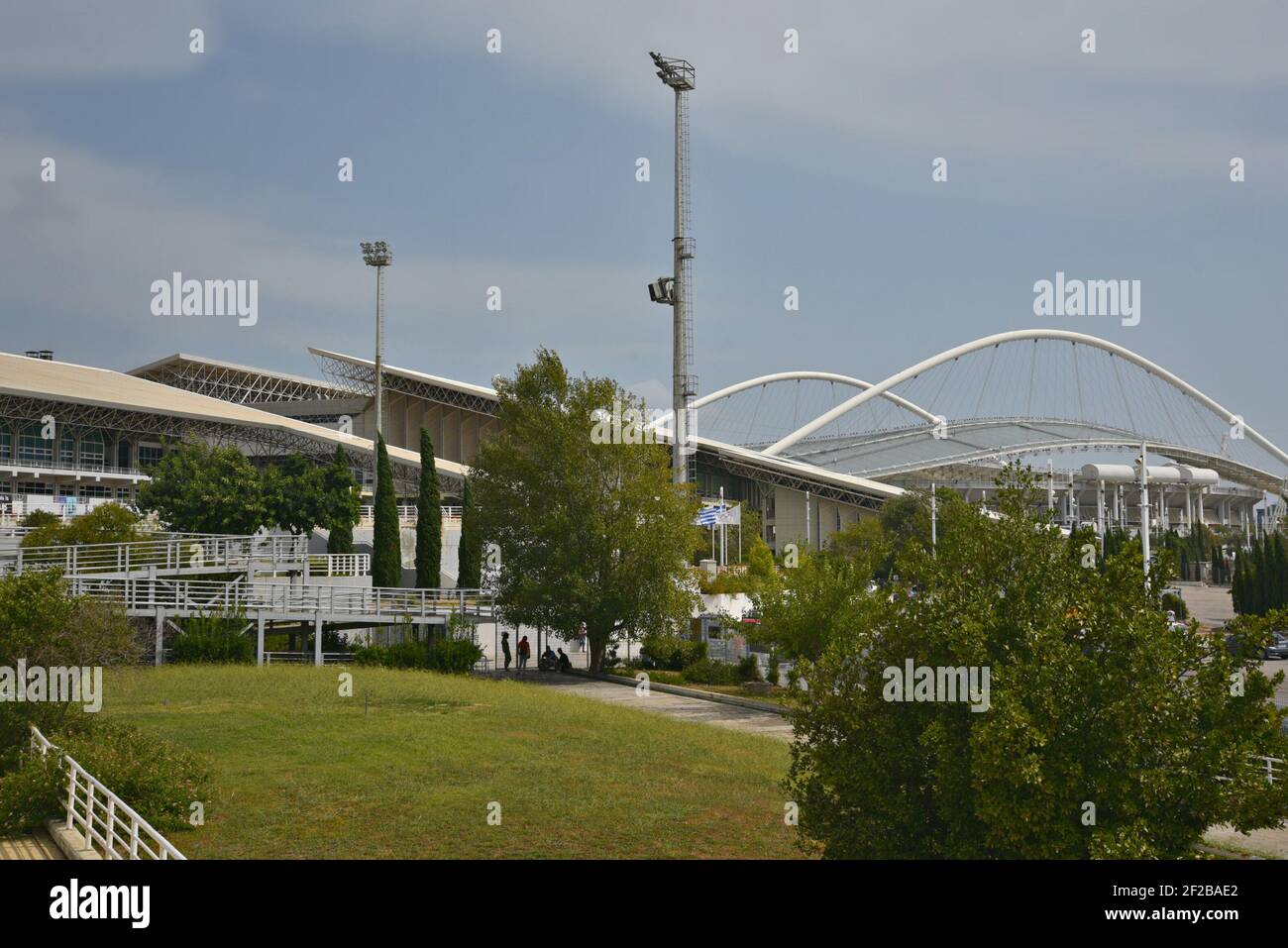 Exterior scenic view of the Santiago Calatrava designed OAKA Olympic ...