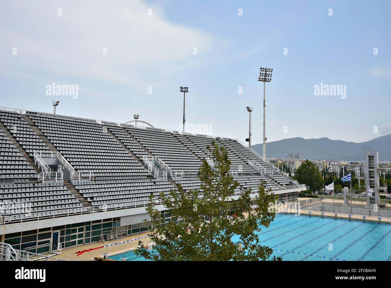 Panoramic view of the OAKA Stadium Olympic Aquatic Center in Athens ...