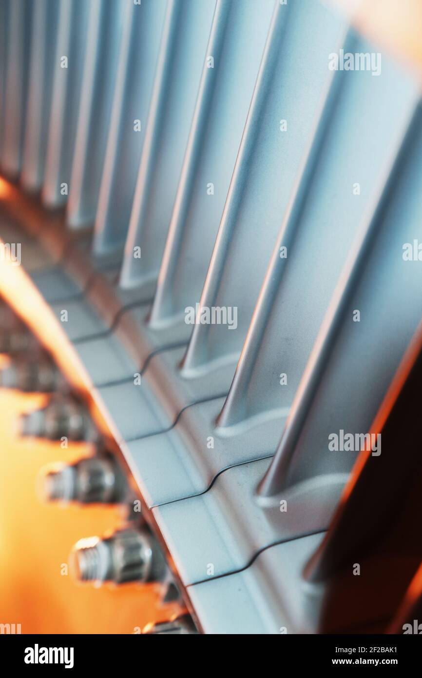 A rotor disc with blades of a turbojet gas turbine engine, inside view ...