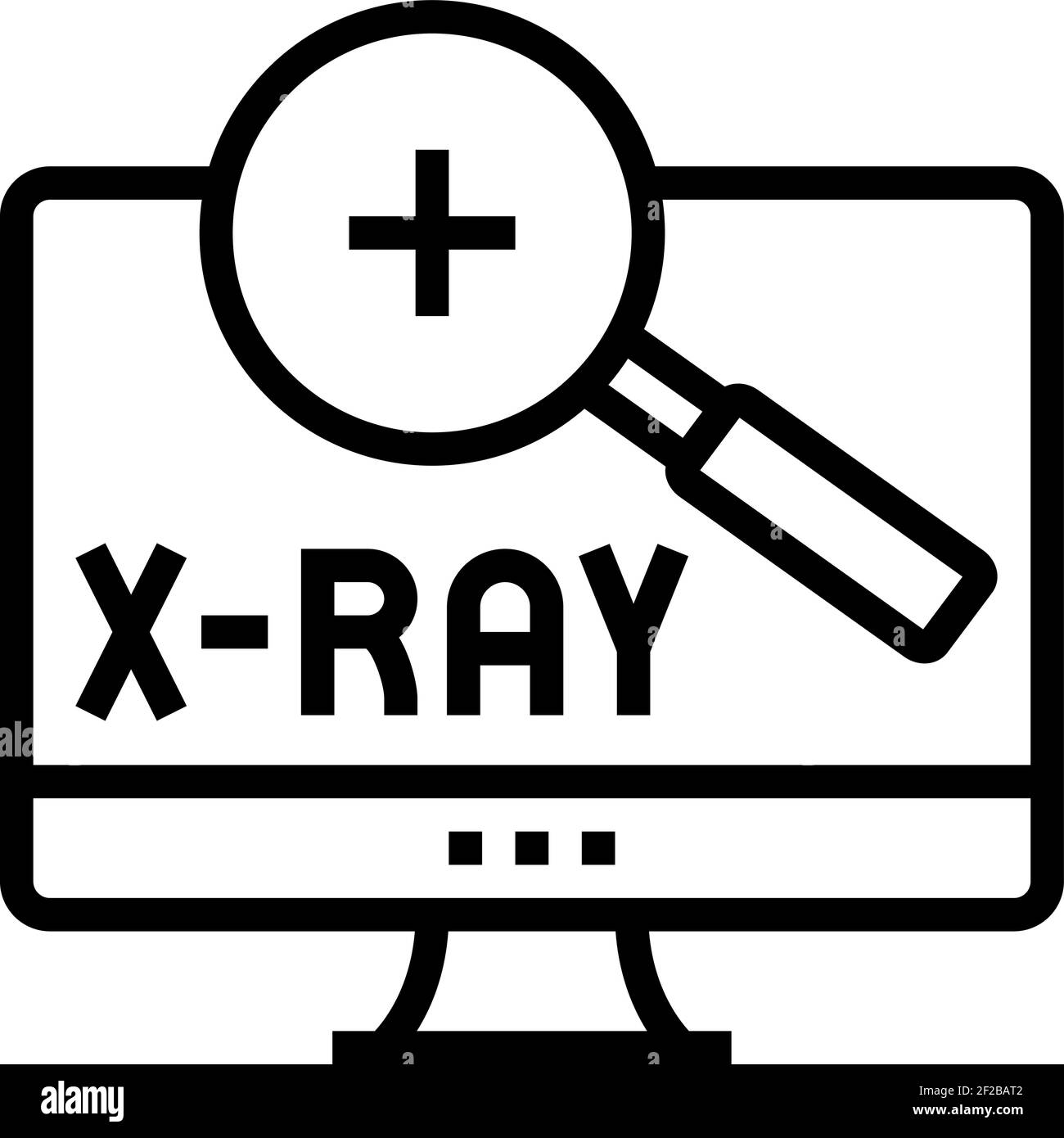 x-ray radiology researching on computer screen line icon vector ...