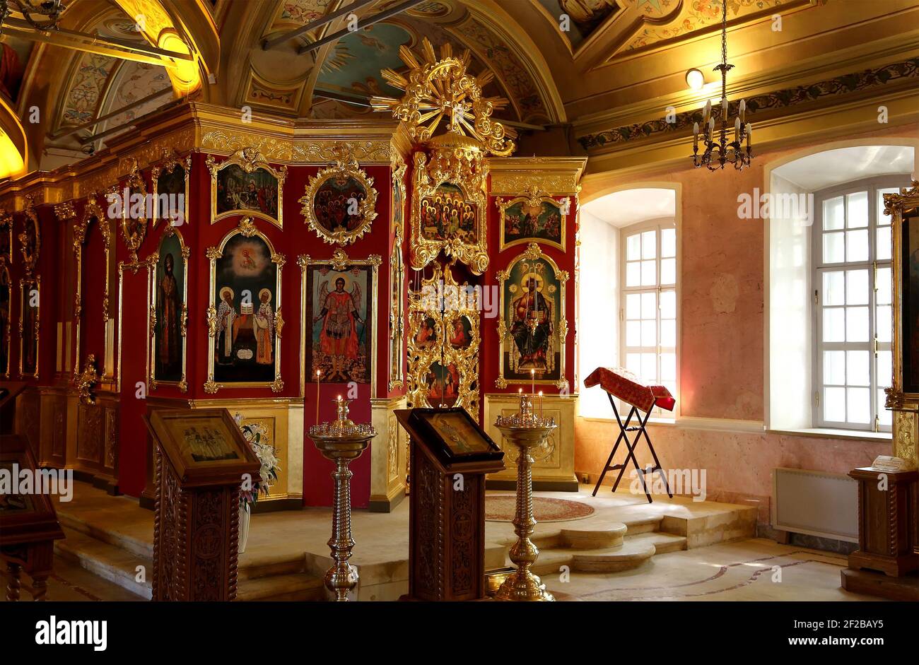 Interior of the baroque church of Saint Clement in Moscow, Russia. This ...