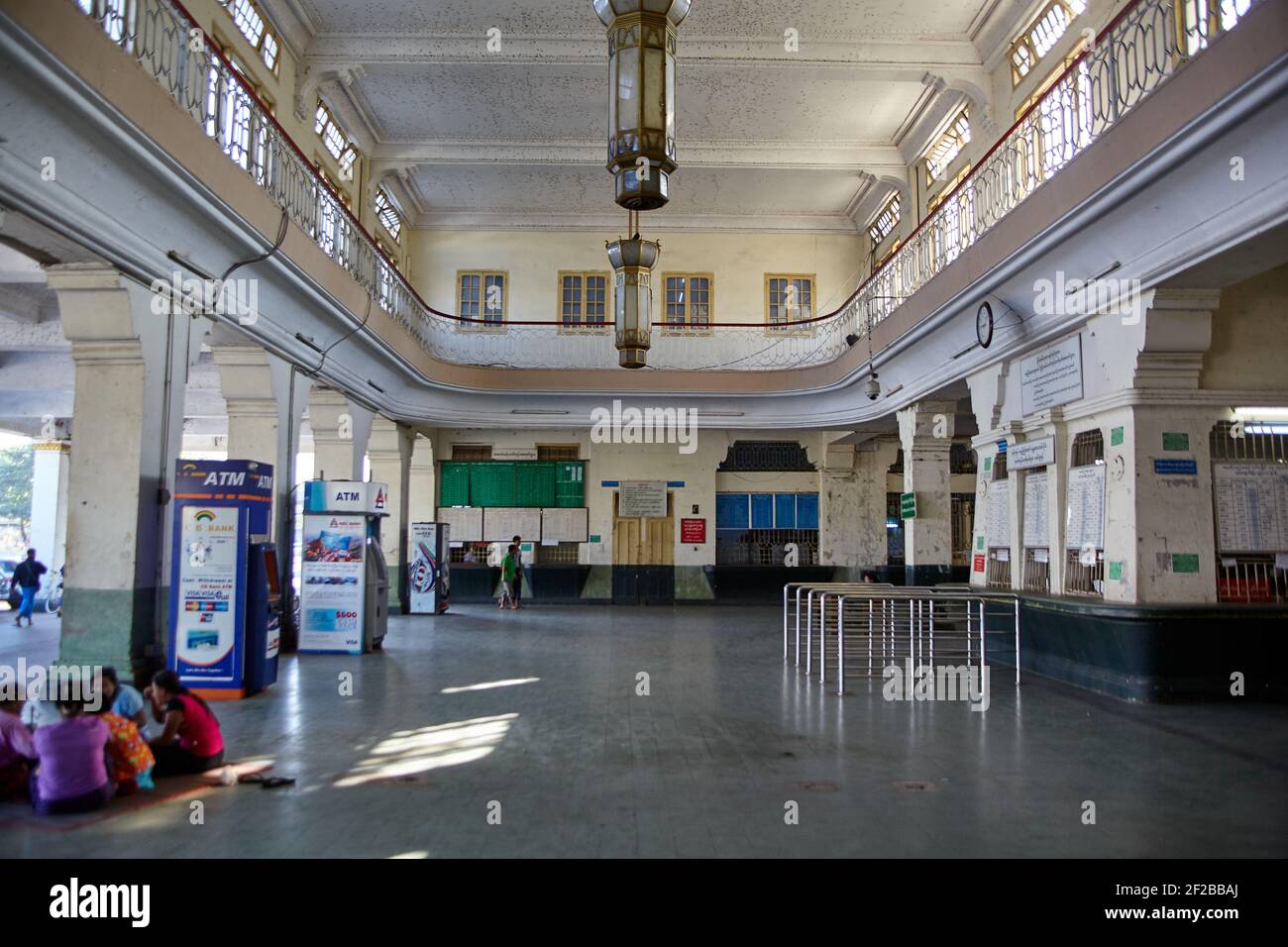 Booking hall of Yangon Central railway station, Yangon, Myanmar ...