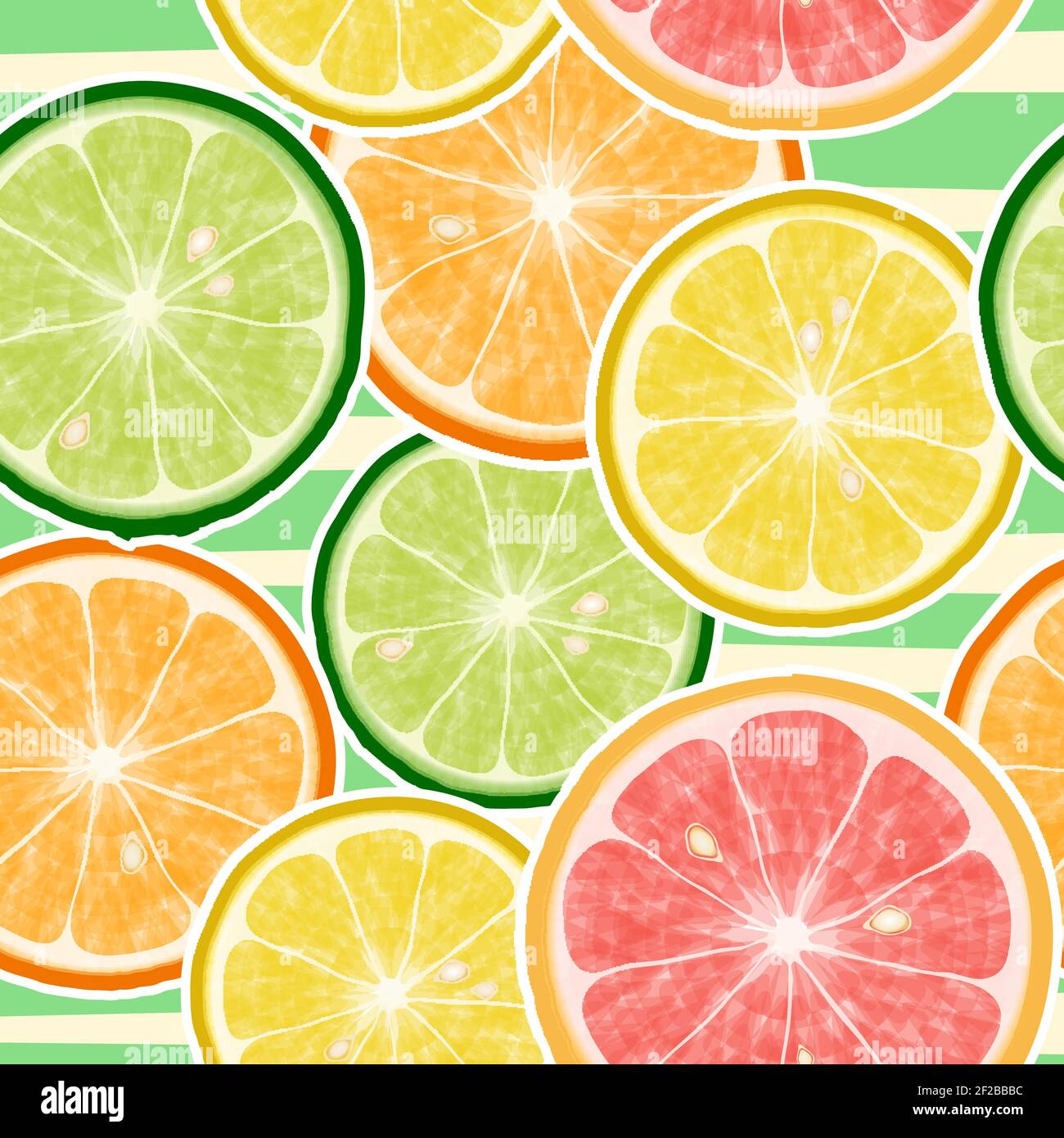Seamless citrus fruits pattern. Lemon, orange, mandarin, grapefruit ...